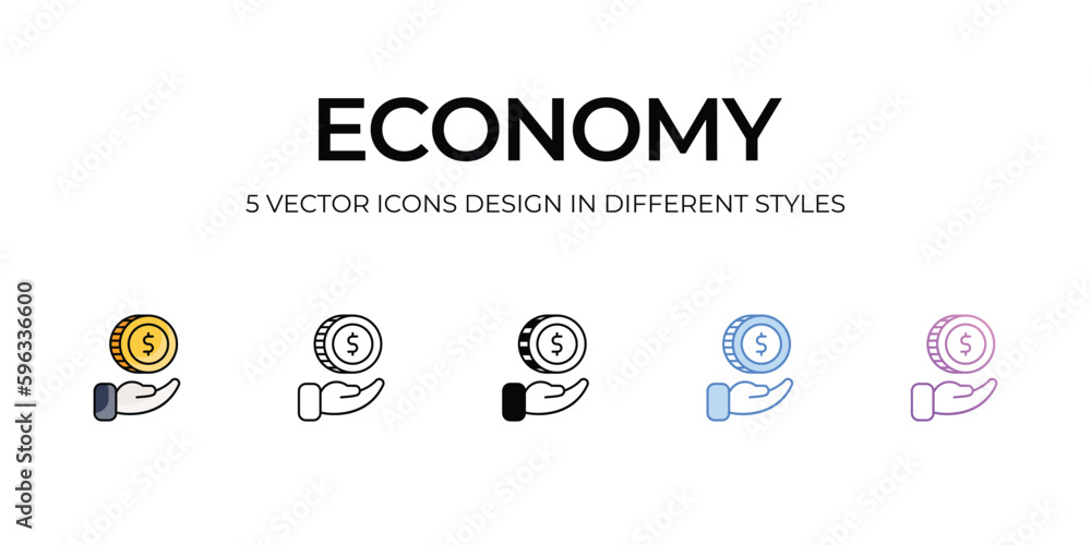 Economy Icon Design in Five style with Editable Stroke. Line, Solid ...