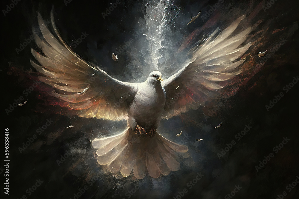 Holy Spirit Pentecost Symbol with Dove in Blue Sky Stock Illustration ...