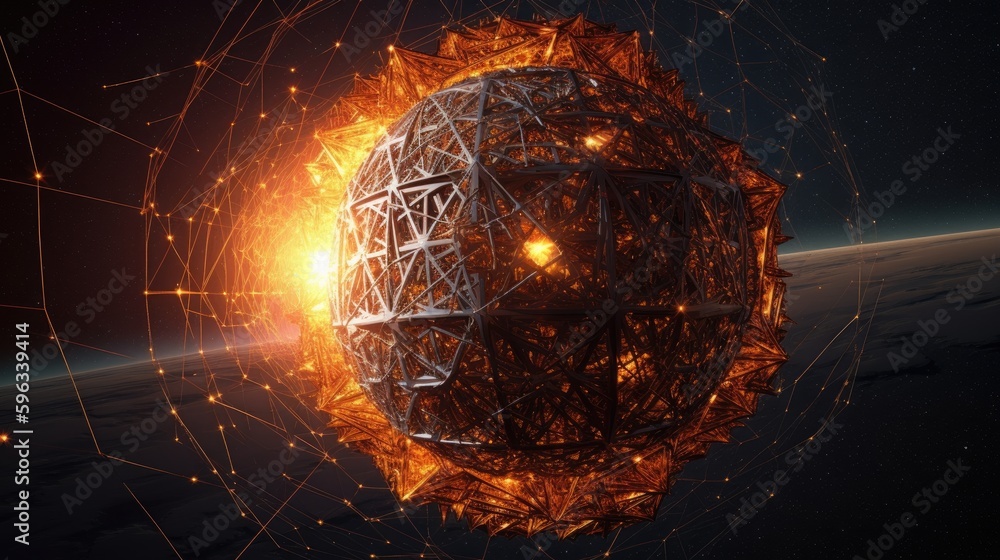 A hyper-realistic, awe-inspiring image of an incomplete Dyson sphere ...
