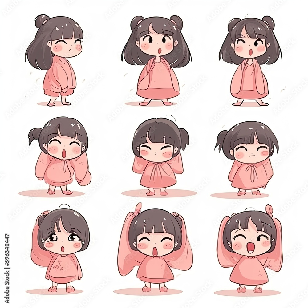 Cute Kawaai character sheet, cartoon style, cute, character design ...