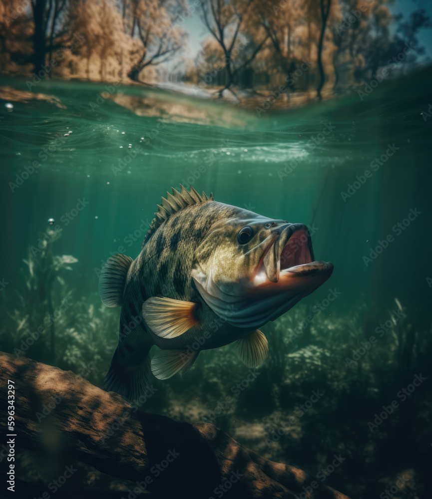 Largemouth Bass Fall Shallows created with Generative AI Technology, ai ...