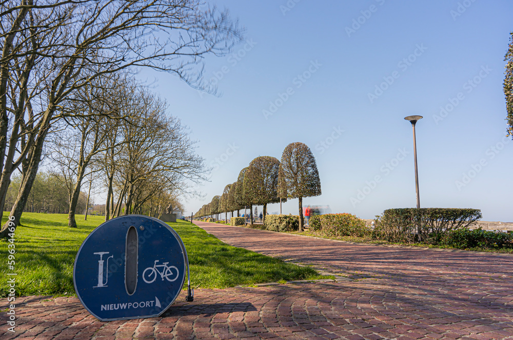 A nice picture with a view of a very nice and wide bike path along the ...