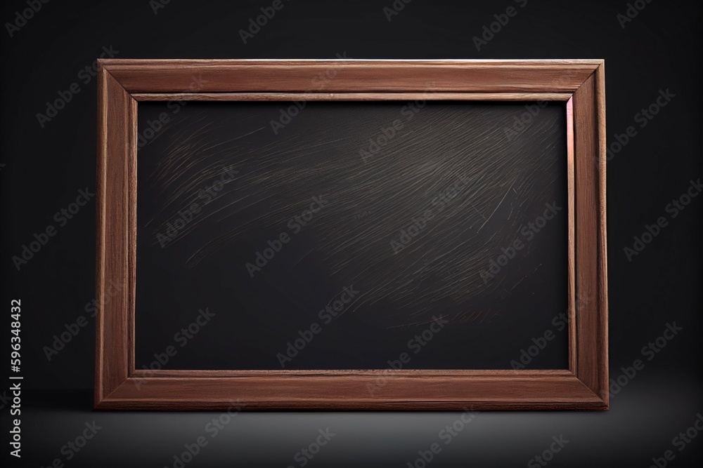 Chalkboard texture background, brown wooden frame, backdrop, realistic ...