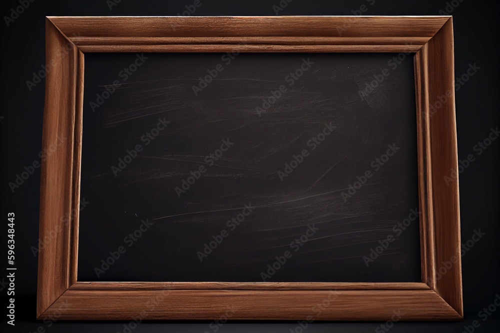 Chalkboard texture background, brown wooden frame, backdrop, realistic ...
