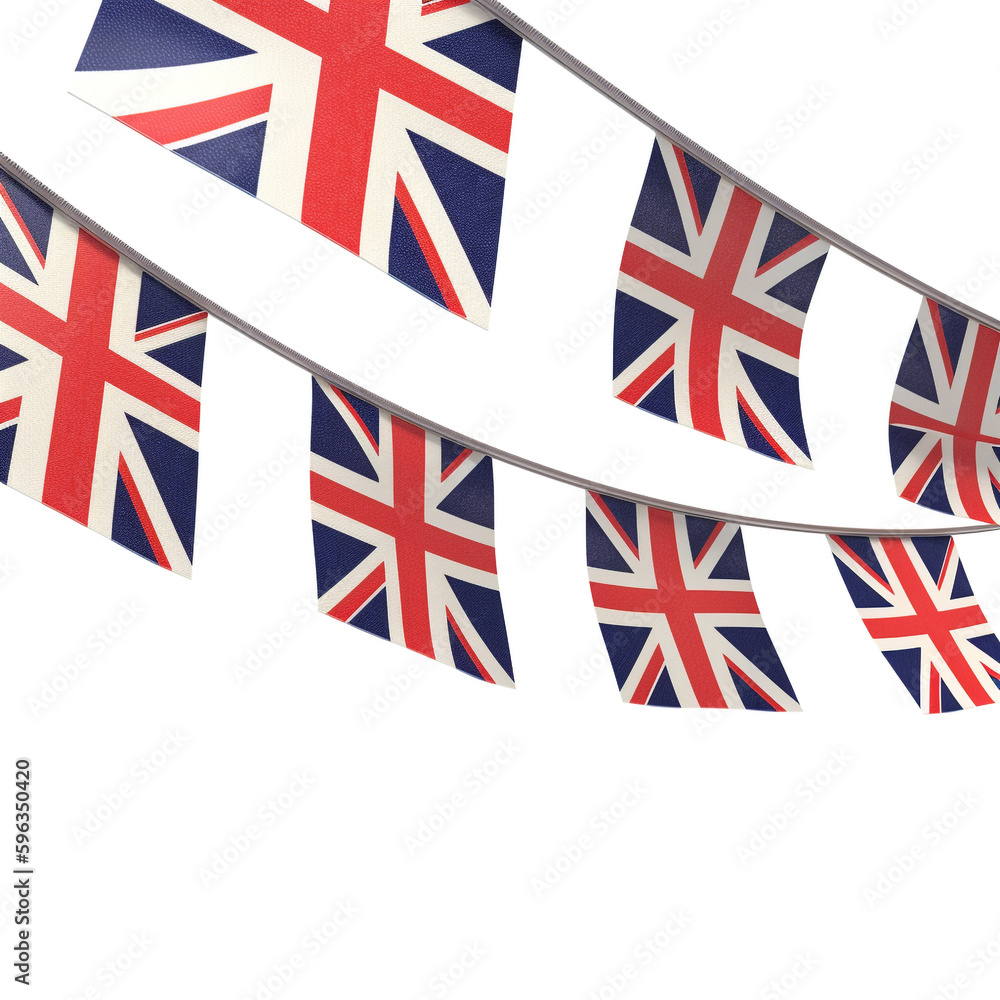 United Kingdom flag on the ropes on white background. Set of Patriotic ...