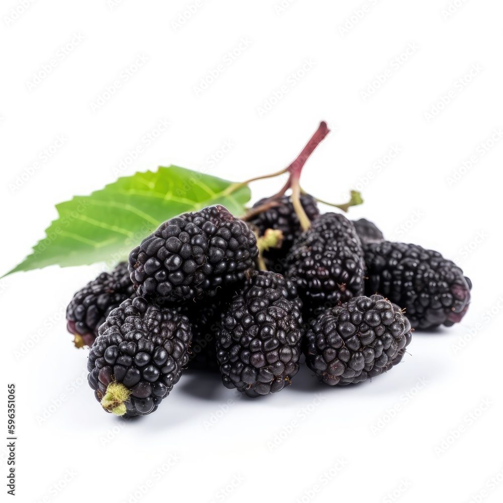 Morus Nigra Black Mulberry fruit isolated on white background. Stock ...