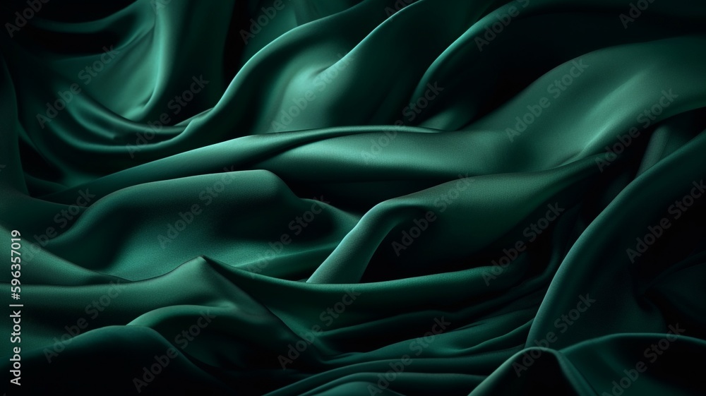 green silk fabrics close-up texture, background. Luxury background design. AI generated. Stock ...