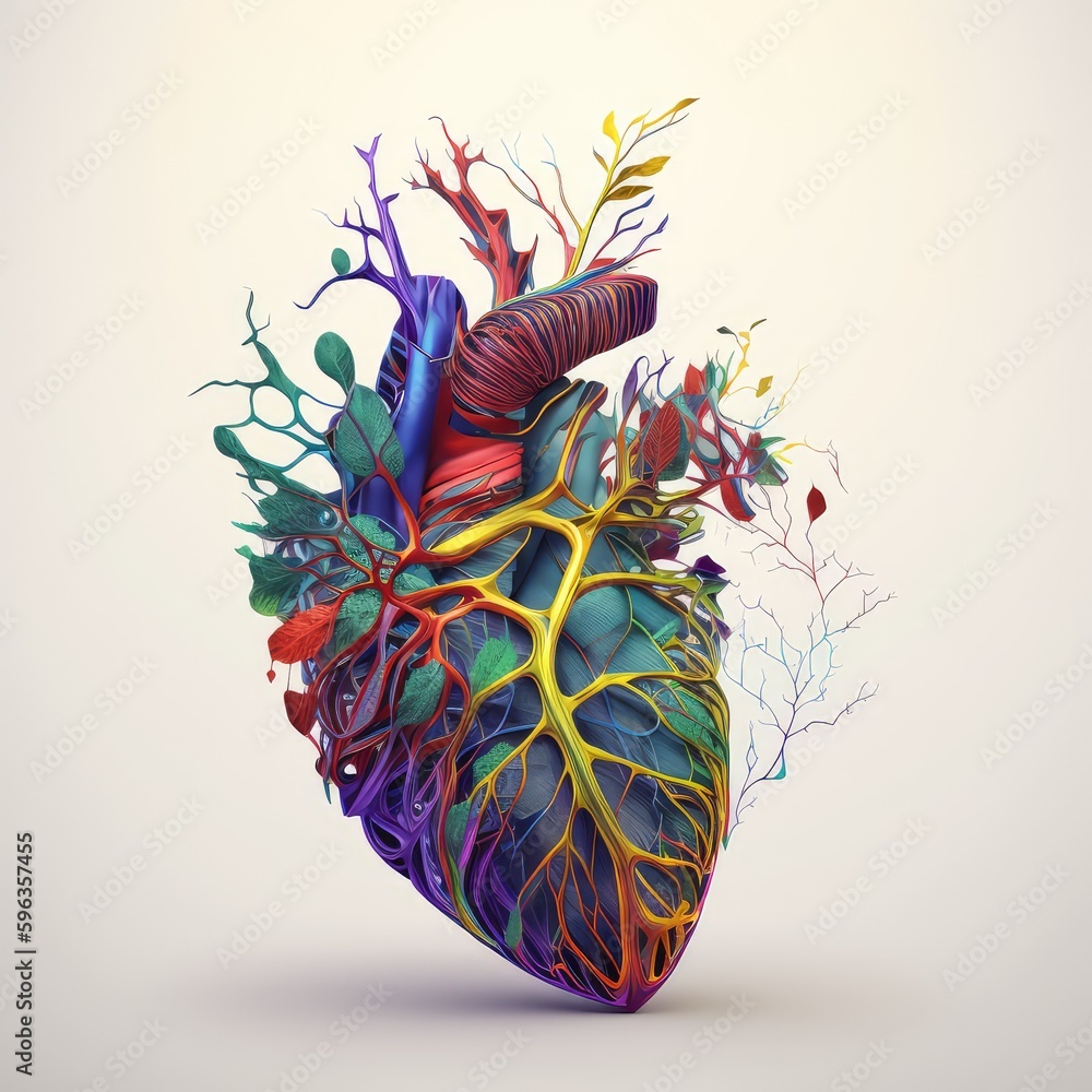 colorful and creative human heart background for biology research ...