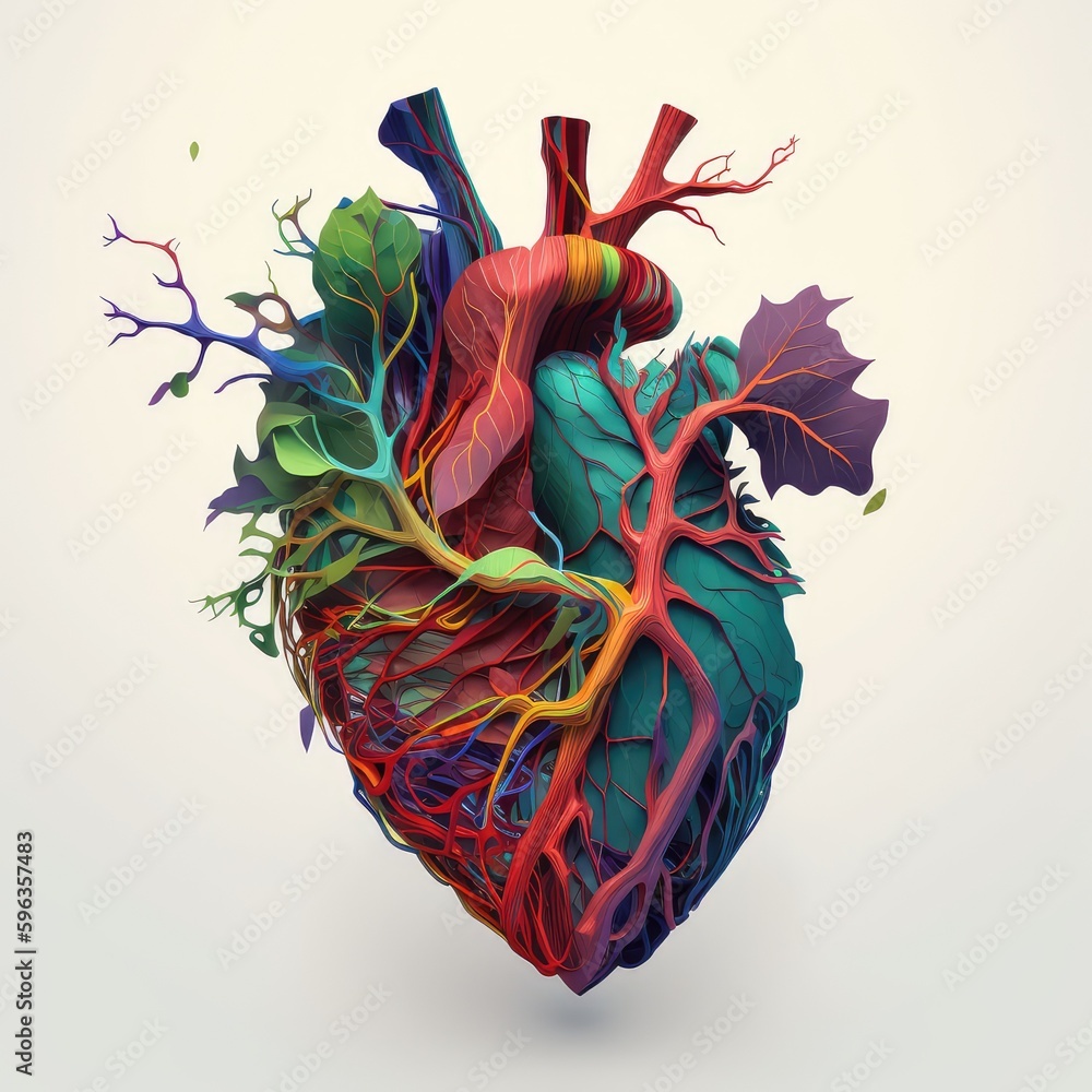 colorful and creative human heart background for biology research ...