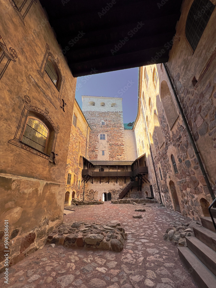 Turku castle yard. Turku Castle courtyard, it is a medieval building in ...