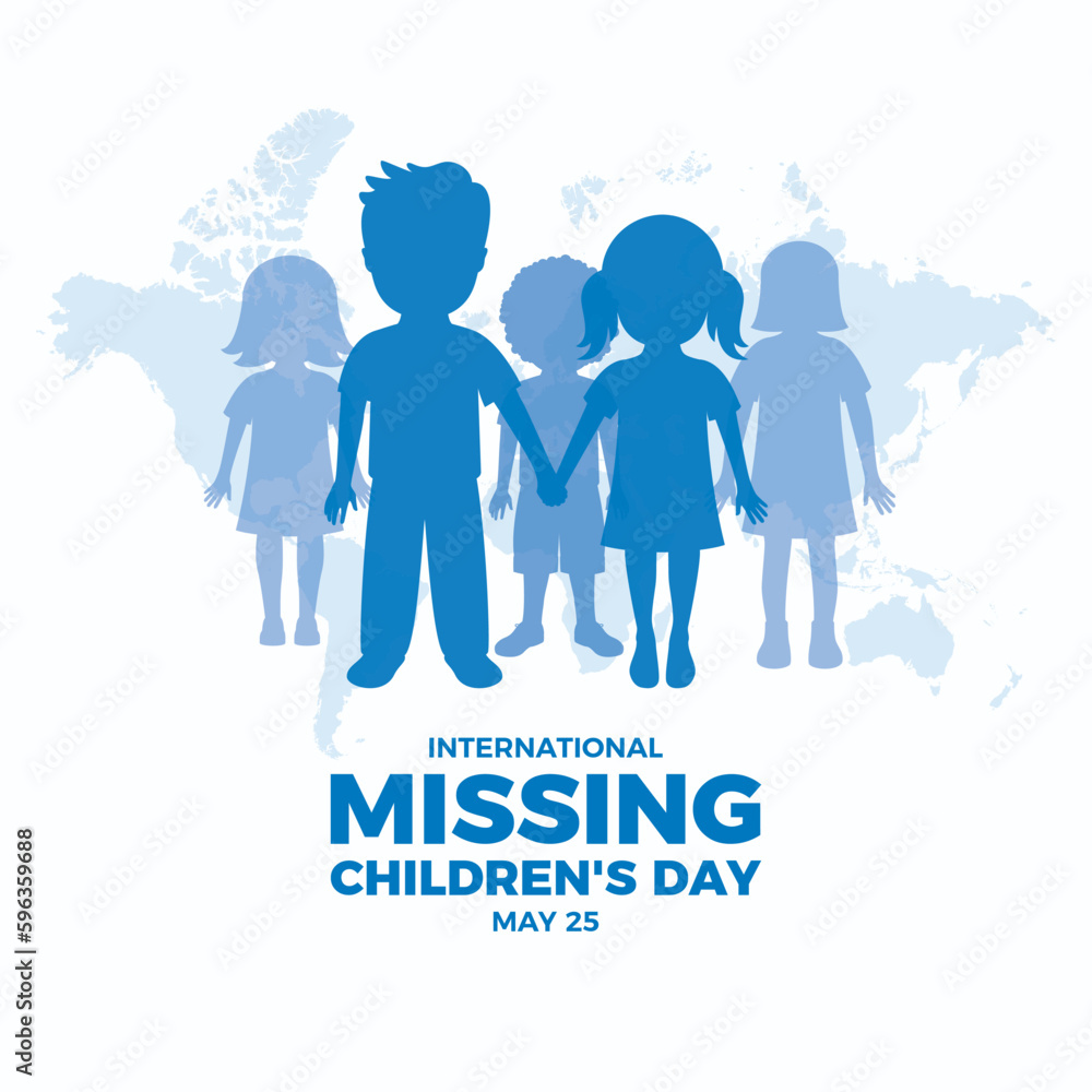 International Missing Children's Day vector illustration. Little boys ...