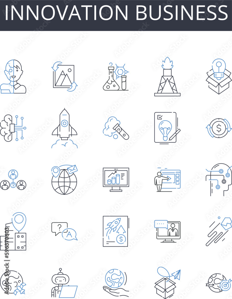Innovation business line icons collection. Permission, Approval ...