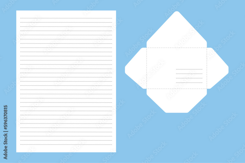 Letter writing set. Envelope and writing sheet templates Stock Vector ...