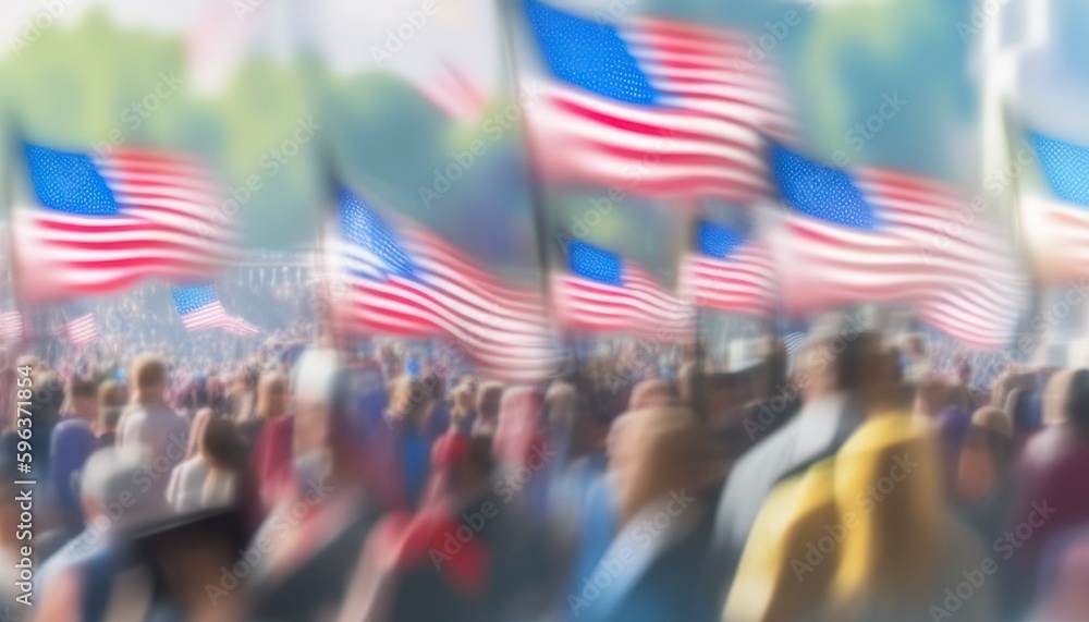 Background blur of crowd at political rally in the United States ...