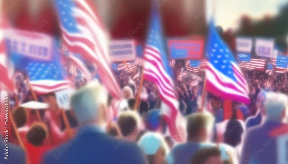 Background blur of crowd at political rally in the United States ...