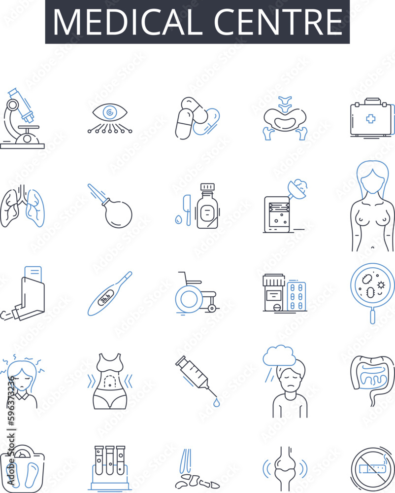 Medical centre line icons collection. Hospital, Clinic, Health center ...