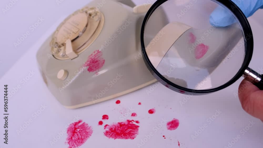 evidence idfresh splatter of red blood on telephone, forensic ...