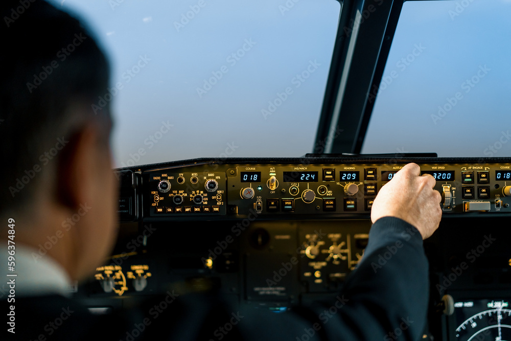 Commercial aircraft pilot adjusts aircraft flight parameters during ...