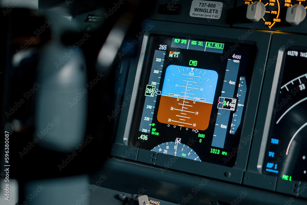 Foto de A detailed shot of the control and navigation panel in the ...
