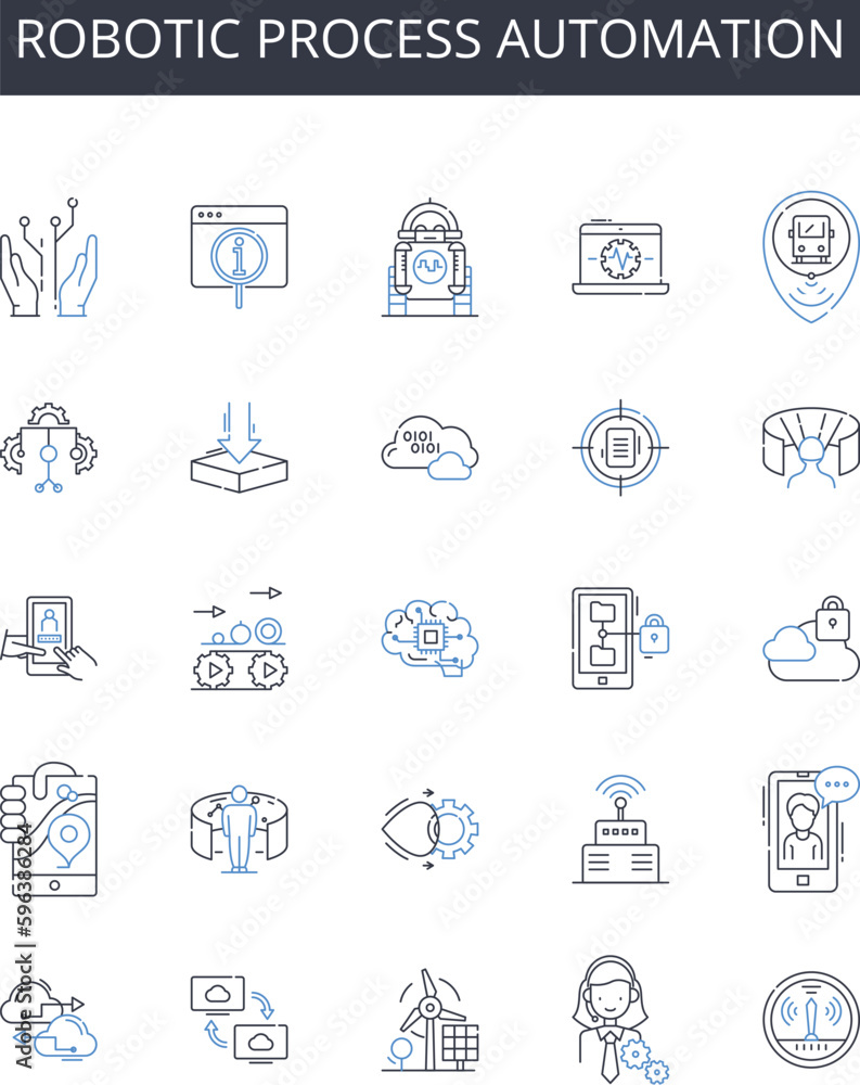 Vetor de Robotic process automation line icons collection. Artificial ... Vetor de Robotic process automation line icons collection. Artificial ...