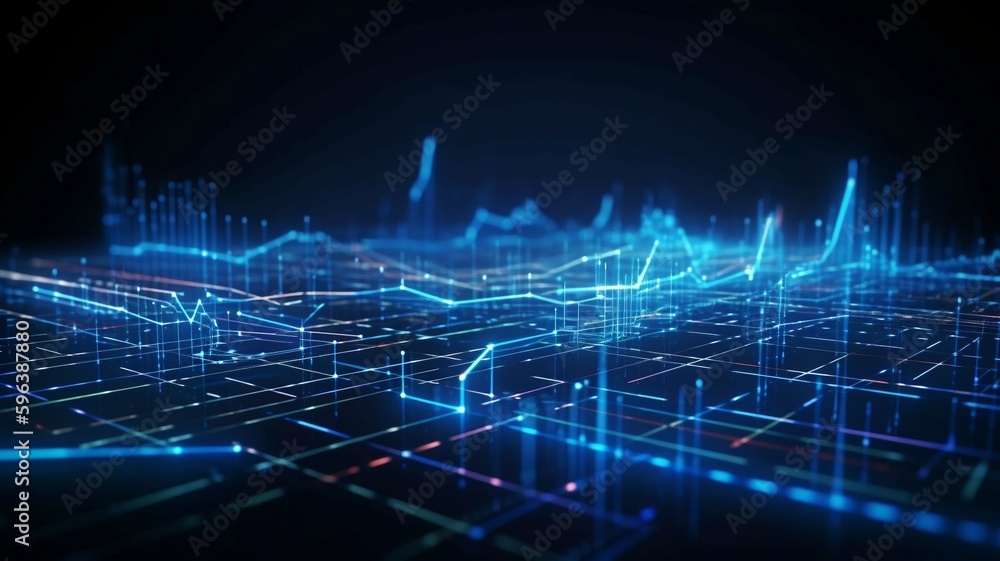 futuristic 3D illustration of a data stream IT for data transfer. Big ...