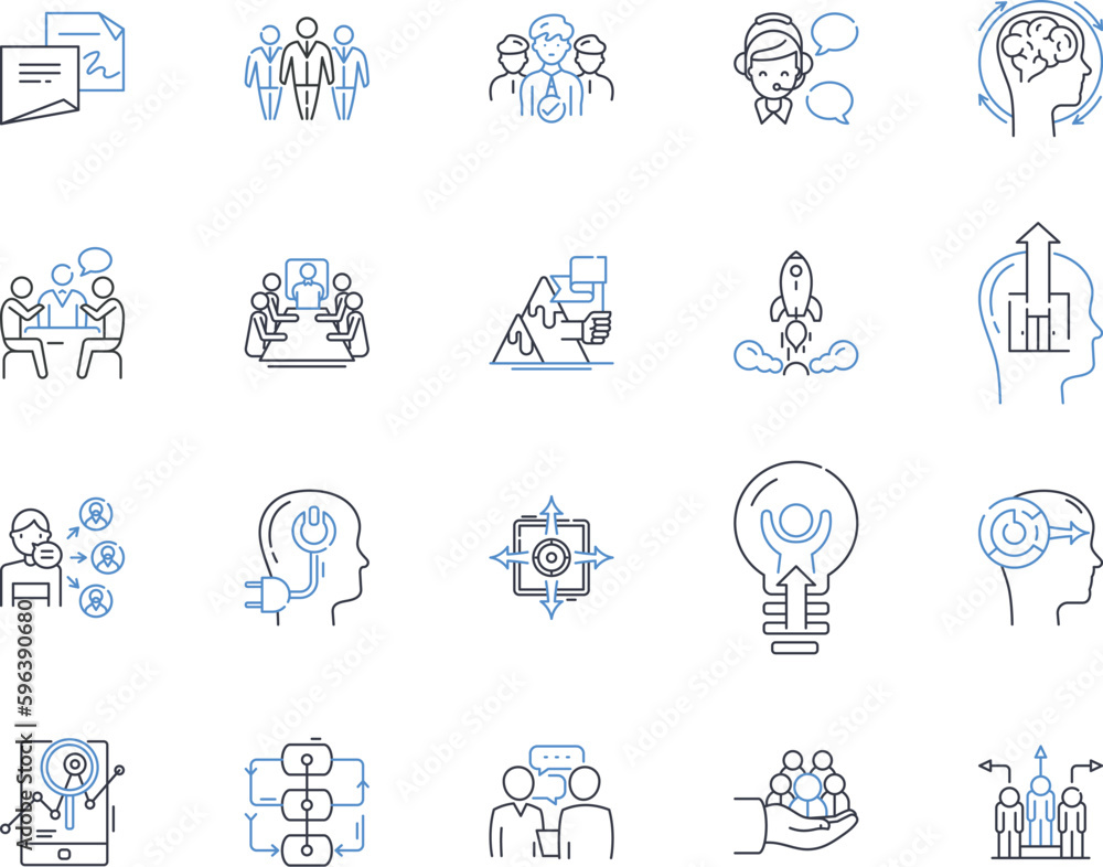 Joint ventures line icons collection. Collaboration, Partnerships ...