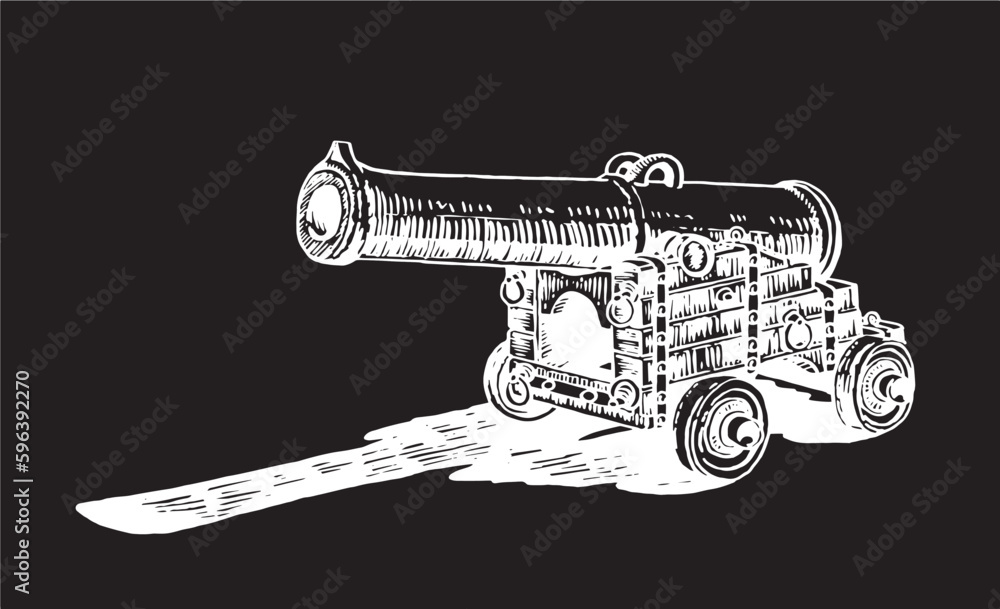 Graphical illustration with medieval gun, a type of artillery piece ...