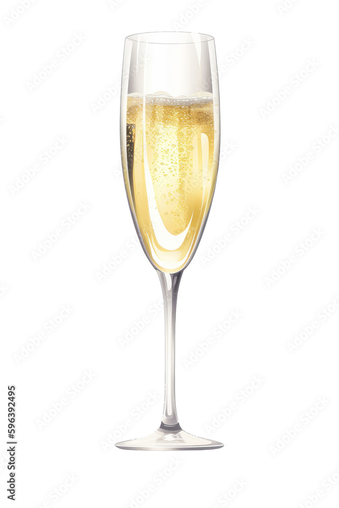Champagne Glass Illustration with Sparkling Bubbles on a Transparent ...