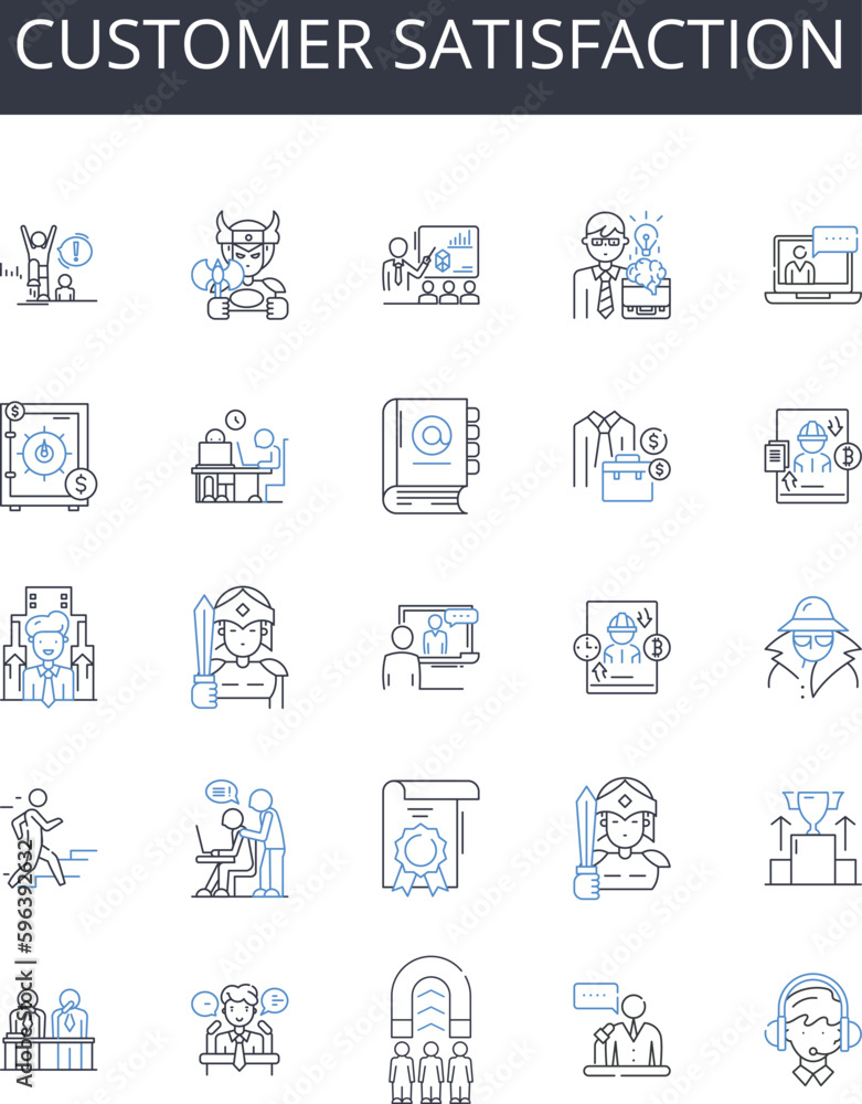 Vecteur Stock Customer satisfaction line icons collection. Museum ...