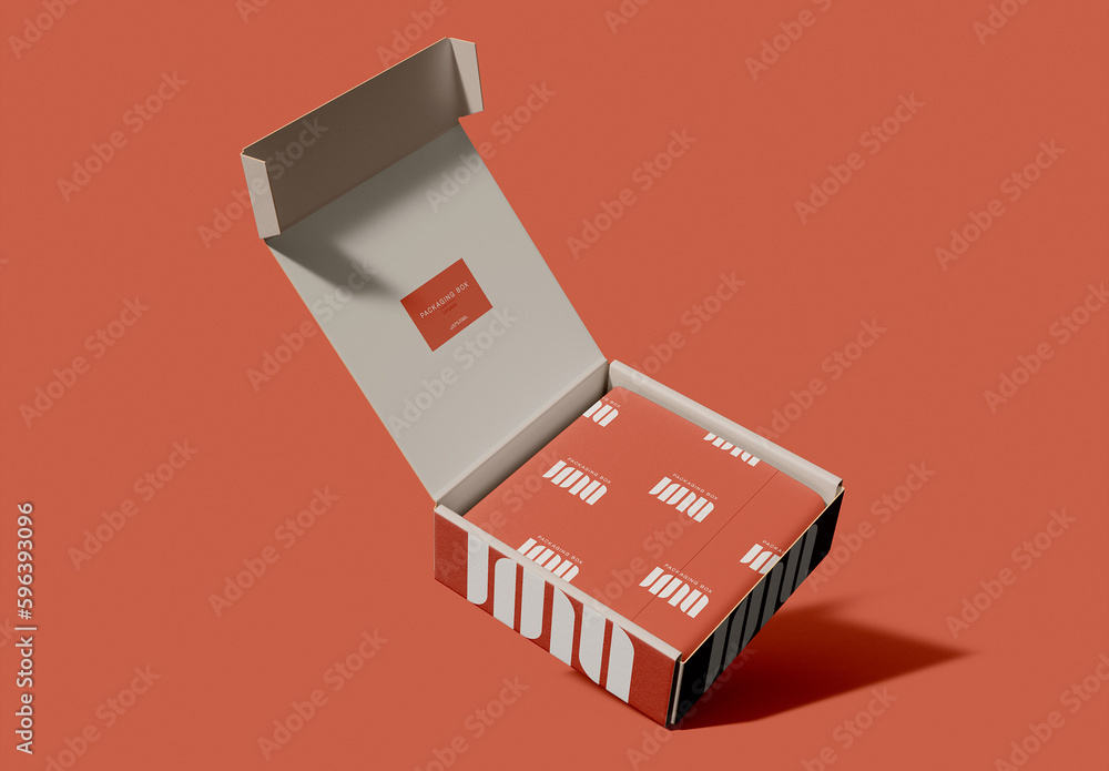 Open Postal Box Mockup Stock Template | Adobe Stock