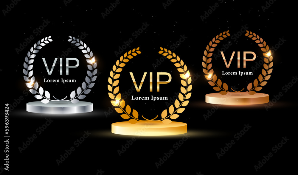 Gold, silver and bronze vip icon.membership card icons vector set.VIP ...