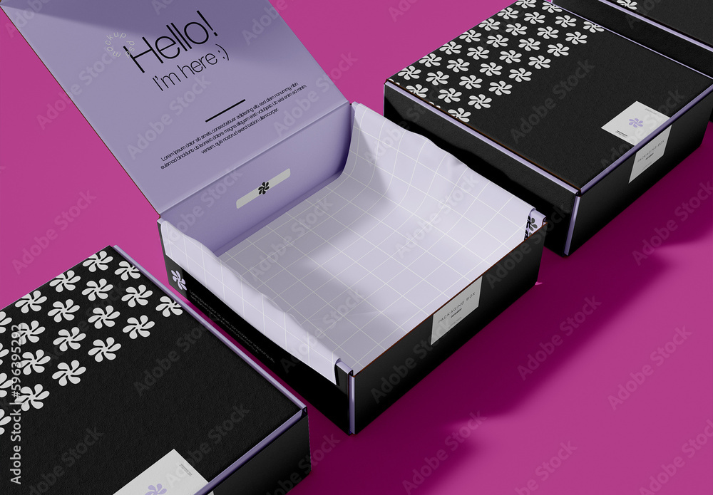 Square Boxes Mockup Stock Template | Adobe Stock