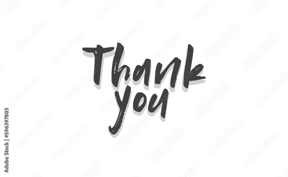 Thank you lettering text with drop shadow. Hand drawn style thanking ...