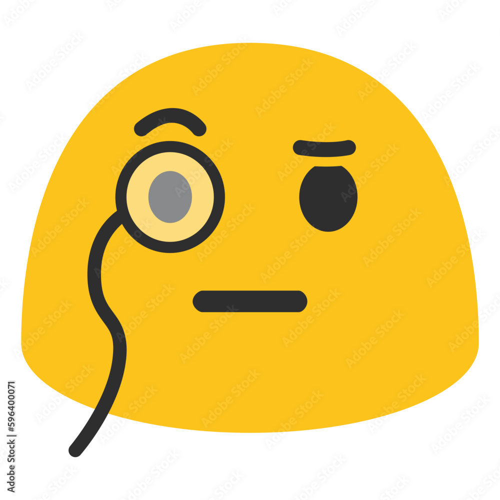 Face with Monocle Vector Emoji Icon. Isolated yellow face with furrowed ...