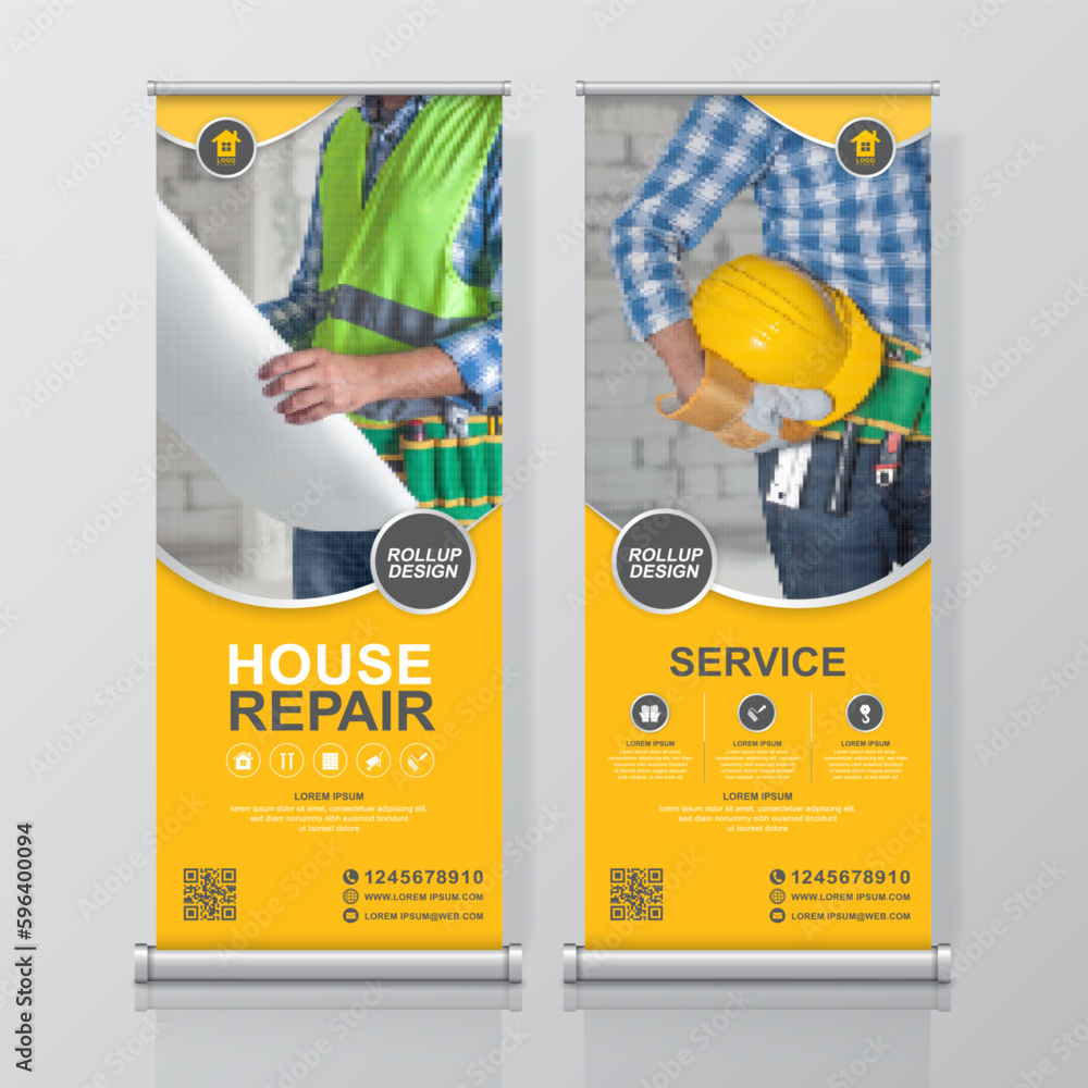 Construction tools roll up design and standee banner template for ...