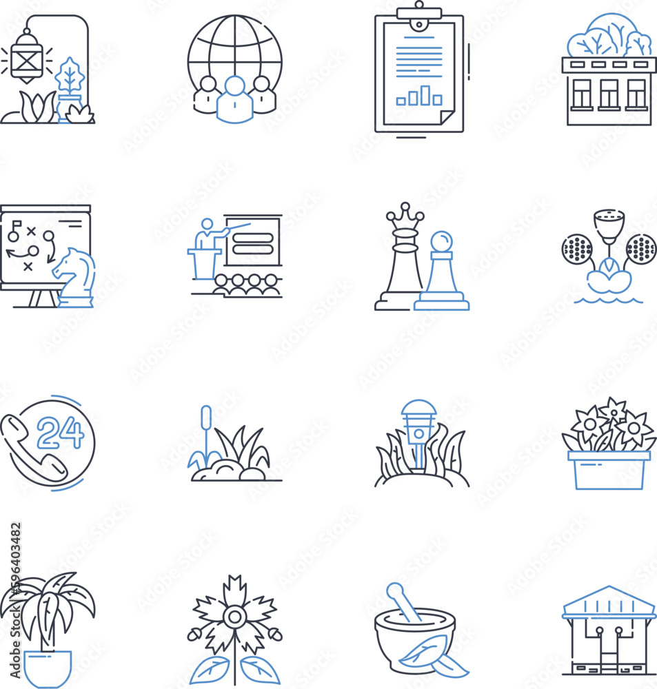 Construction business line icons collection. Foundation, Infrastructure ...