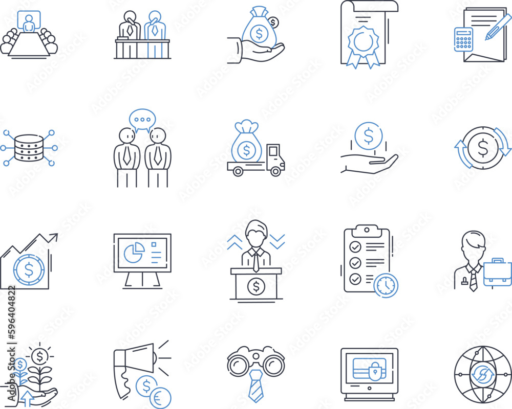 Merger and integration line icons collection. Consolidation ...
