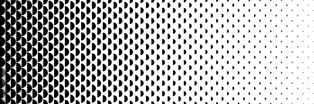 horizontal black halftone of semicircle design for pattern and ...