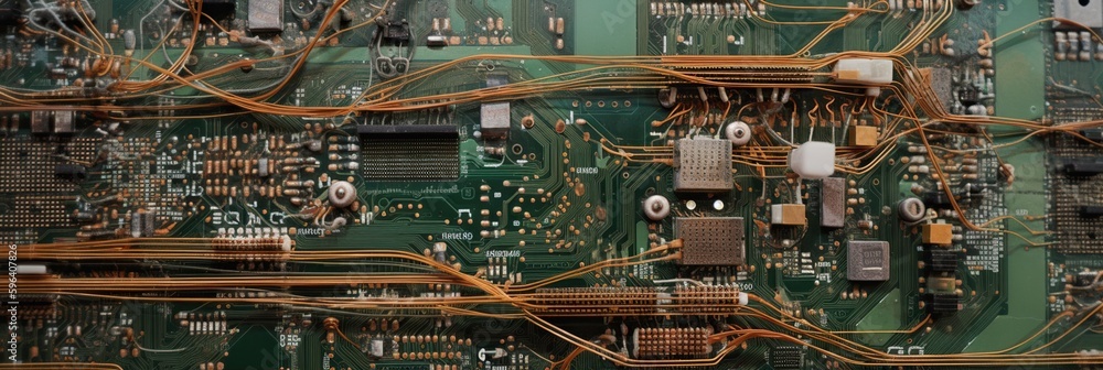 A detailed image of a circuit board, with its intricate network of ...