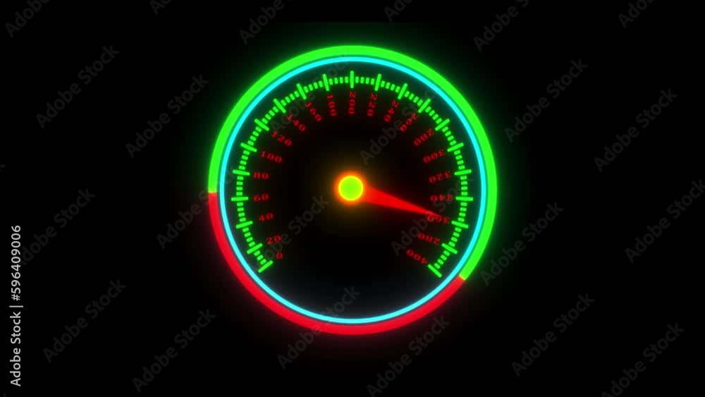 High Speed Animation Of Speedometer On Black Background. Closeup View ...