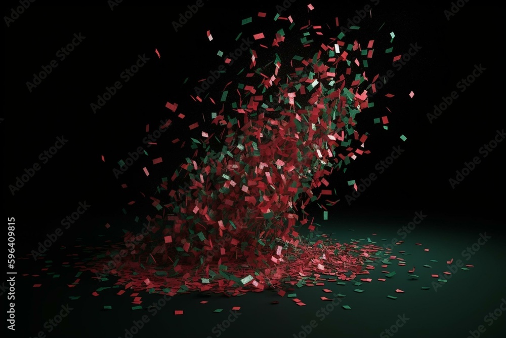 Red and green confetti projection on transparent background - 3D ...