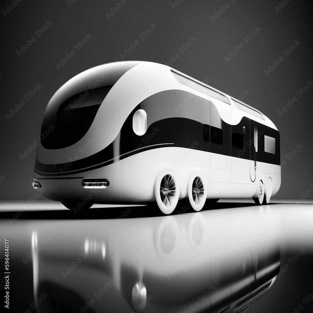 black white concept design of an Luxury futuristic Van. Living on the ...