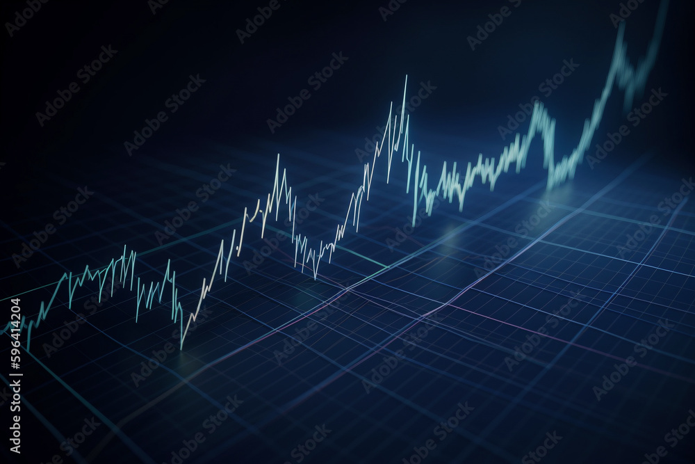 stock market graph on blue background, profit and loss graph of the ...