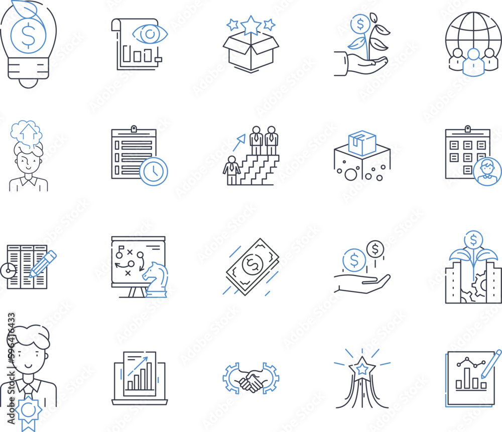 Vetor de Work capacity line icons collection. Endurance, Stamina ...
