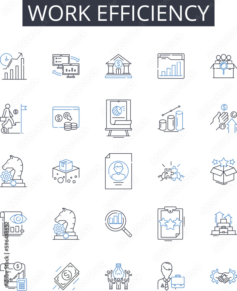 Work efficiency line icons collection. Ink, Printer, Paper, Pages ...