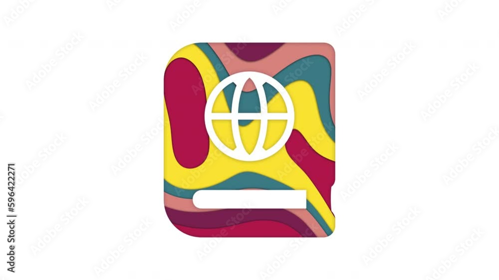 Multi-colored icon atlas book with colored spots floating inside ...