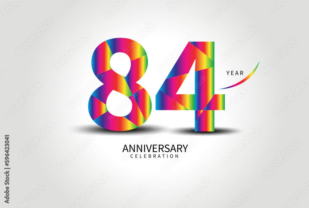 84 Year Anniversary Celebration Logo colorful vector, 84 Number Design ...