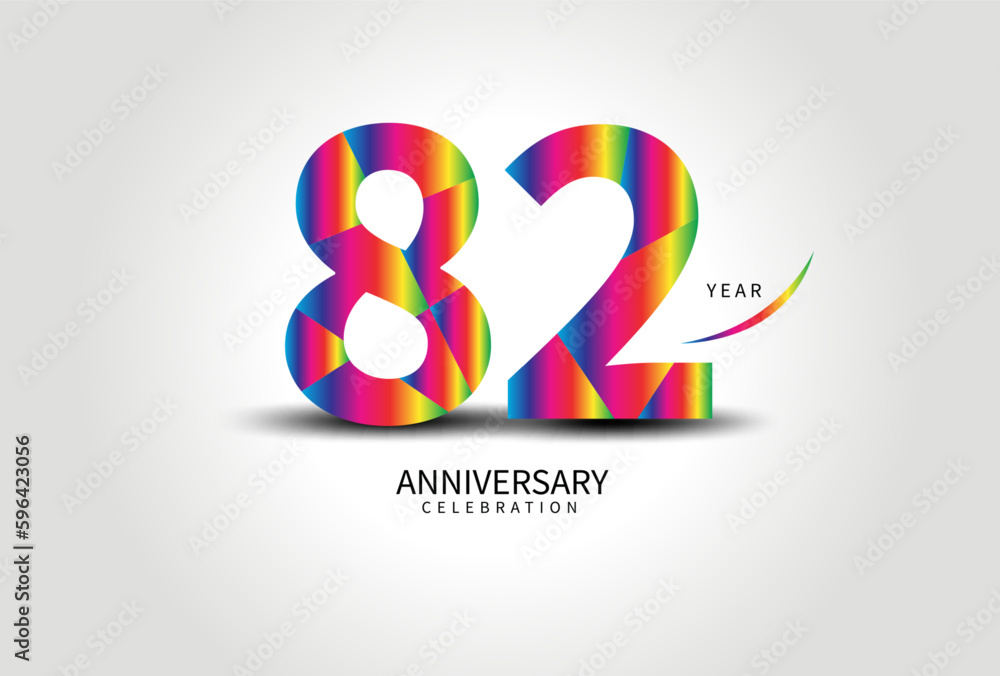 82 Year Anniversary Celebration Logo colorful vector, 82 Number Design ...
