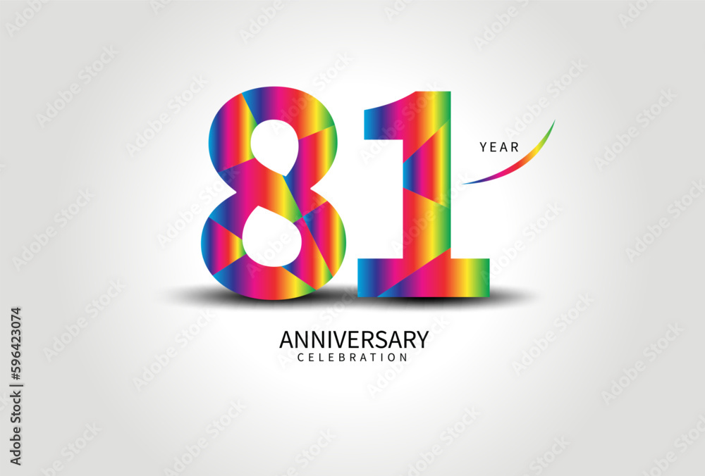 81 Year Anniversary Celebration Logo Colorful Vector 81 Number Design