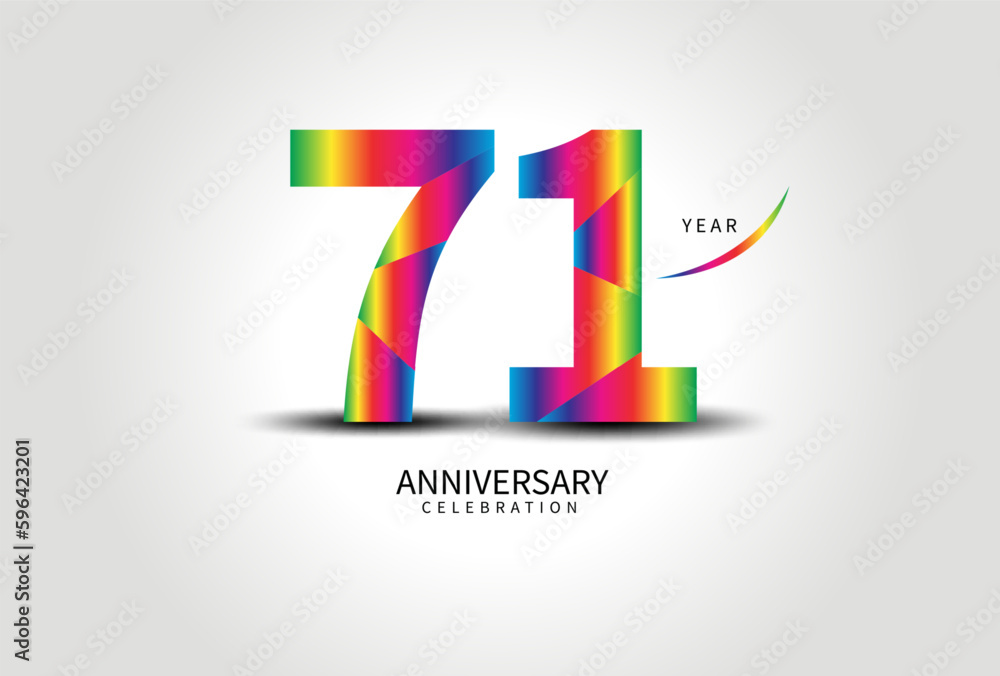 71 Year Anniversary Celebration Logo colorful vector, 71 Number Design ...